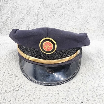 Vtg Firefighters Uniform Dress Hat Fire Dept Visor Cap 7 1/8 Fashion ...