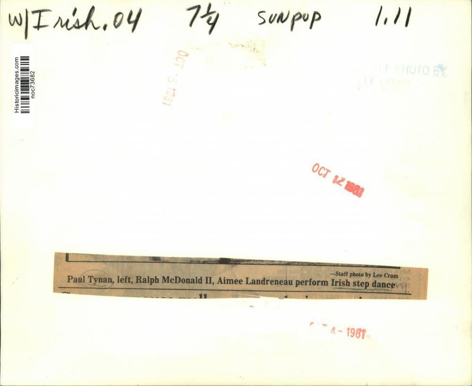 1981 Press Photo Tynan, McDonald & Landreneau perform Irish step dance ...