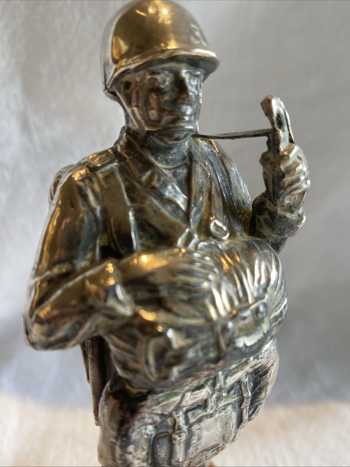 Paratrooper Trophy Vintage Metal Marble WW2 Europe Airborne USA France ...