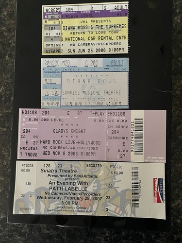 Women ticket stub lot of 4 Diana Ross Gladys Knight Patti Labelle 90’s ...