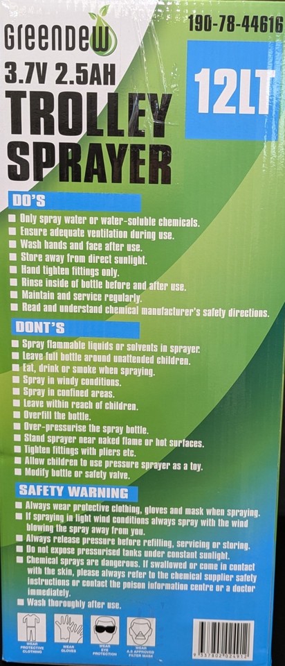 Garden Pressure Sprayer Trolley 12ltr 2.5Ah 3.7V Greendew | eBay Australia