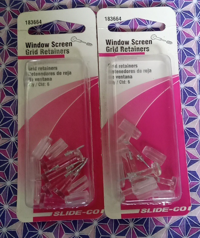 SLIDE-CO 183664 WINDOW SCREEN GRID RETAINERS CLEAR PLASTIC 2 pks of 6 ...
