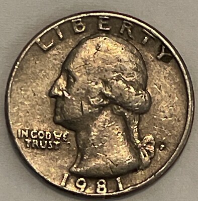 1981 p quarter, P Filled, Rim Error, Liberty On Rim, Pluribus, Coloring ...