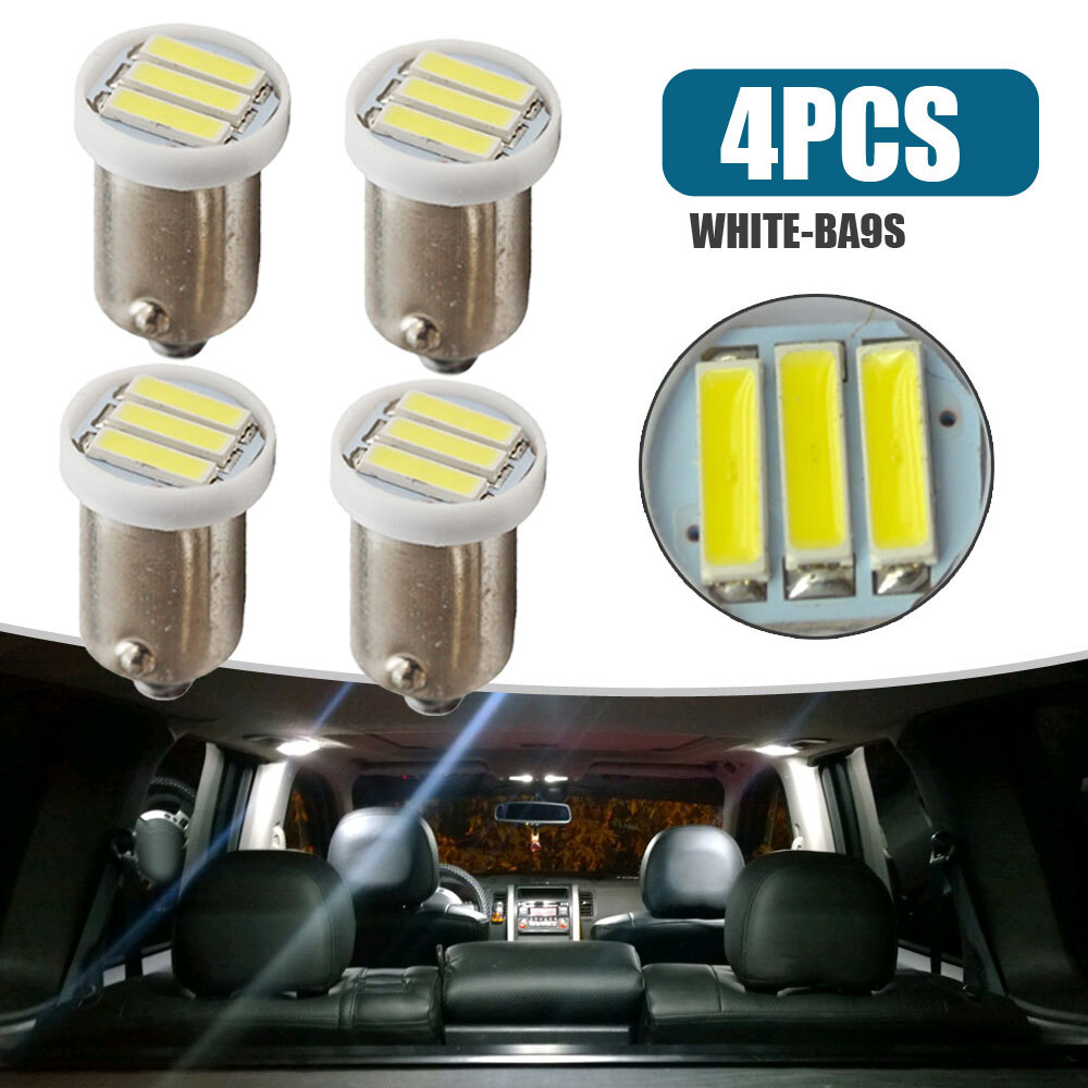 4Pcs BA9S T4W 3 SMD 7020 LED White Lights Car Backup Reserve Bulbs Door ...