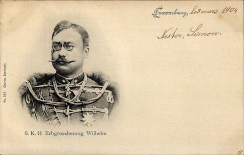 Ak Erbgroßherzog Wilhelm IV. von Luxemburg, Portrait, Zwicker ...