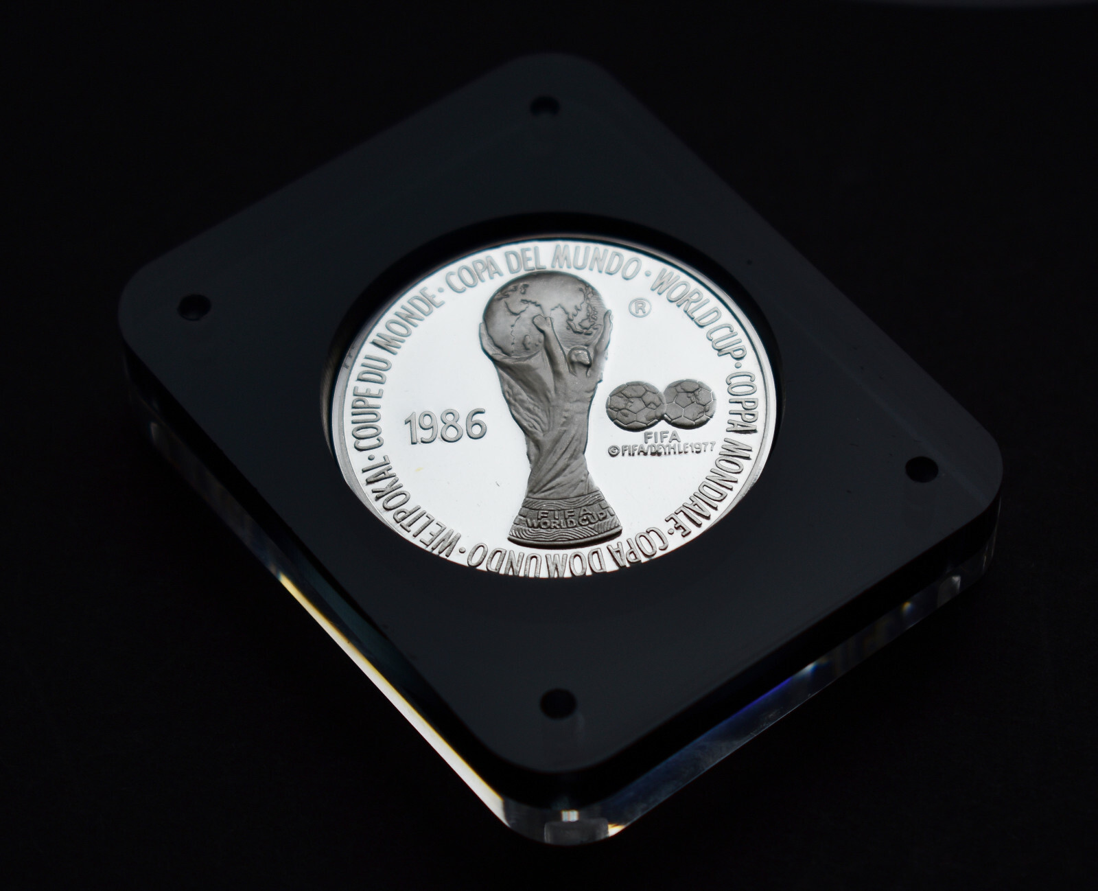 RARE MEXICO PROOF FIFA MEDAL Silver Pesos Moneda 1986 SOCCER Football ...