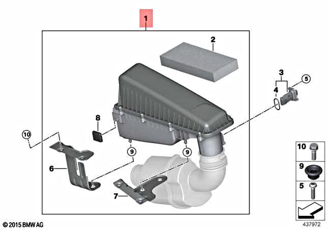 Genuine BMW X5 X6 F15 F16 X5 28iX 40eX SAC SAV INTAKE MUFFLER ...