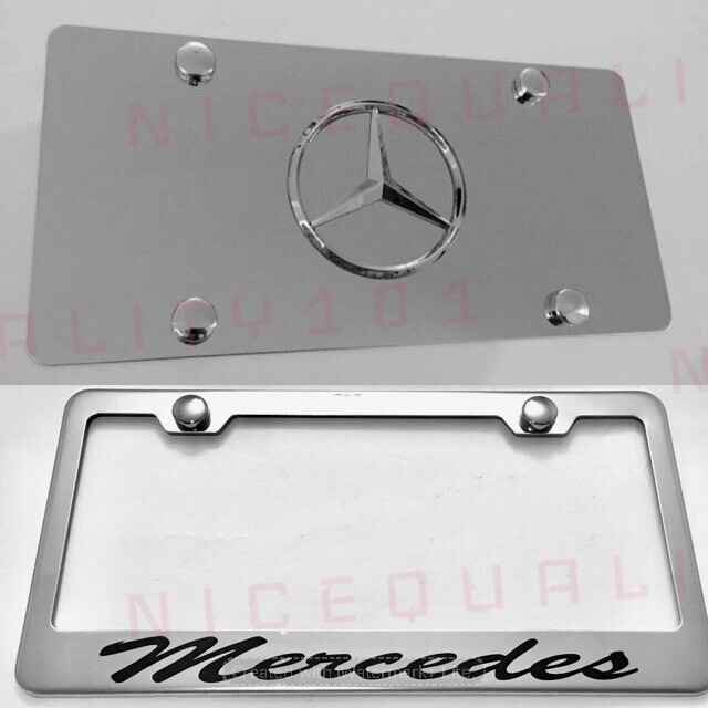 3D Mercedes Benz Combo Stainless Steel Front Plate W/ License Plate ...