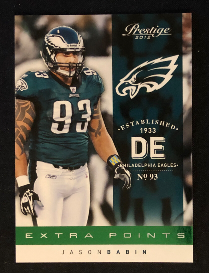 2012 Prestige Jason Babin Eagles Extra Points Green SP /25 Card #149 | eBay