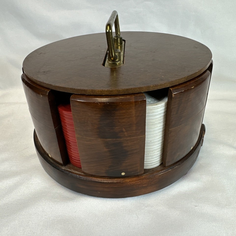 Vintage Wooden DRUEKE Play A Way #399 Carousel Poker Chip Caddy ...