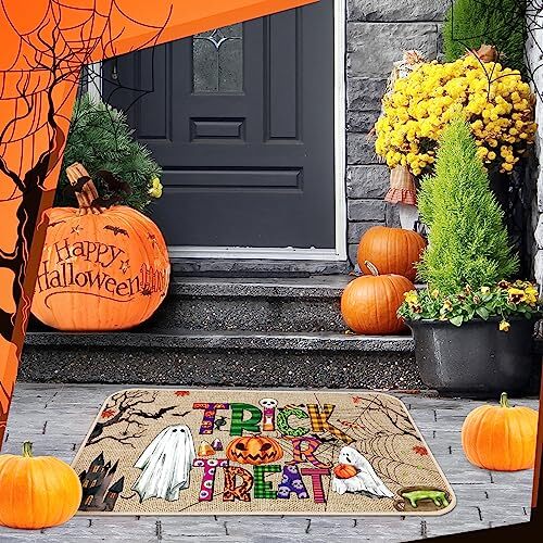 Halloween Door Mat Outdoor Halloween Rugs Boo Trick or Treat Trick Or ...