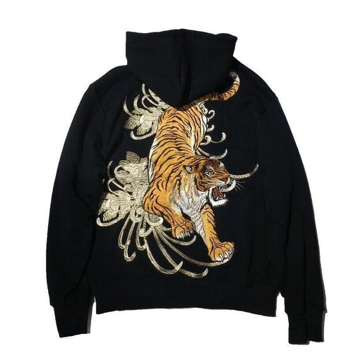 Mens Jacket Hoodie Japanese Pattern Embroidery Tiger Hooded Sweatshirt ...