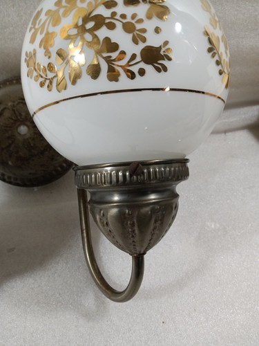 VTG Wall Mount Vanity Light MCM Glass Globes Gold Lighting Fixture USA ...