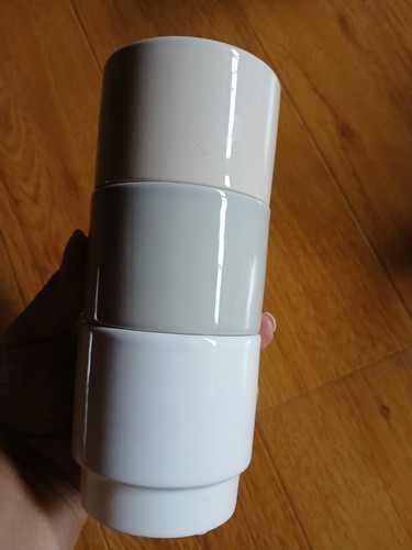 ASSORTED CERAMIC DECORATIVE POTS 2.5 INCH DIAMETER SET OF 3 LIGHT GRAY ...