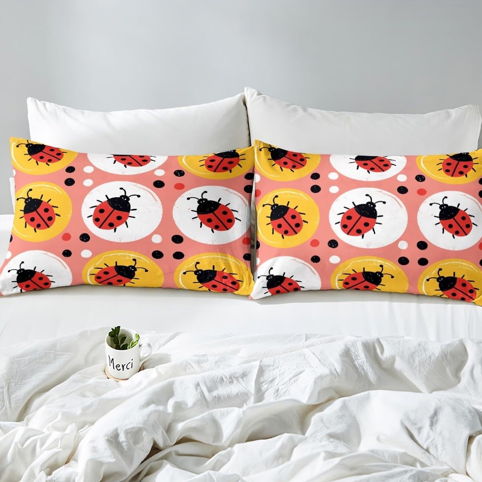 Red Ladybug Bed Sheets Cartoon Ladybugs Bedding Set Boys Girls Cute ...