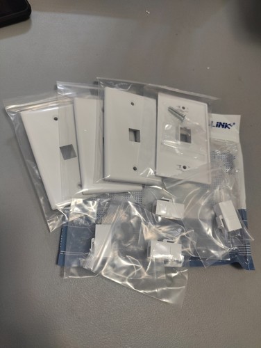 4-Pack Ethernet Home Network Jack Wall Plate with Single Port RJ45 Cat6 ...