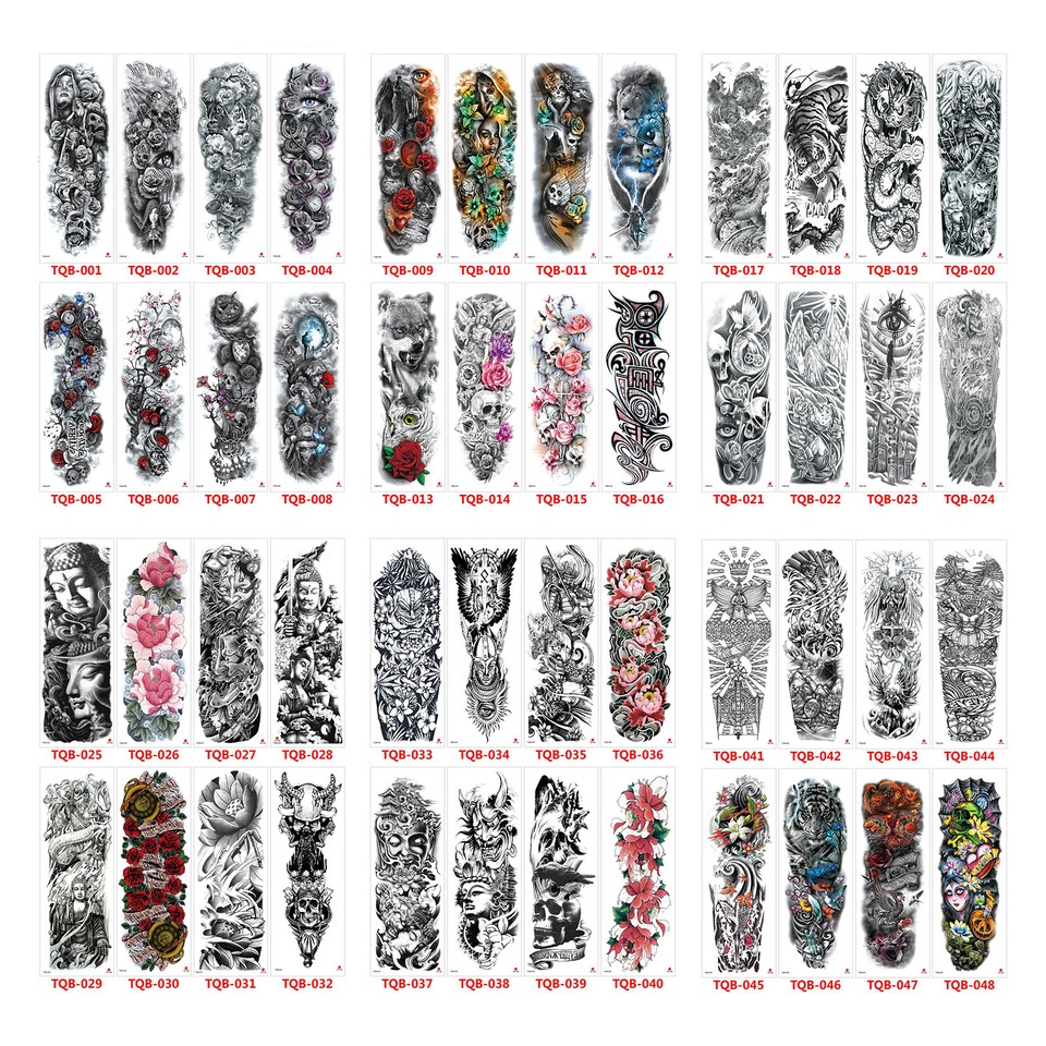 Temporary Tattoo Sleeve Full Arm Waterproof Transfer Realistic Sticker ...