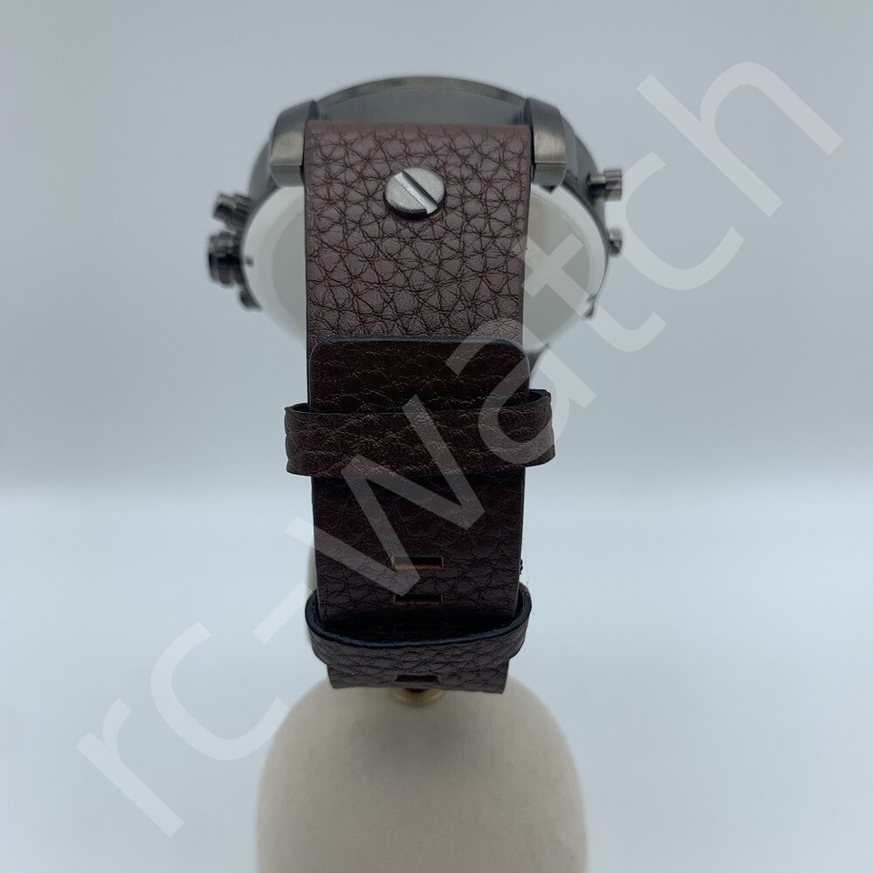 Diesel DZ7314 Mr.Daddy 2.0 Navy Blue Dual Time Dial Brown Leather Men's ...