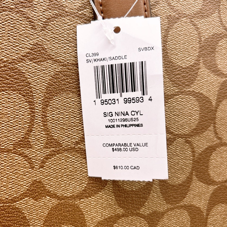 NWT COACH Nina large size Tote In Signature Canvas /leather | eBay