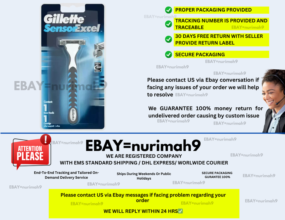 Gillette Sensor Excel Razor Handle + 1 Cartridge - HOLDS WOMENS AND ...