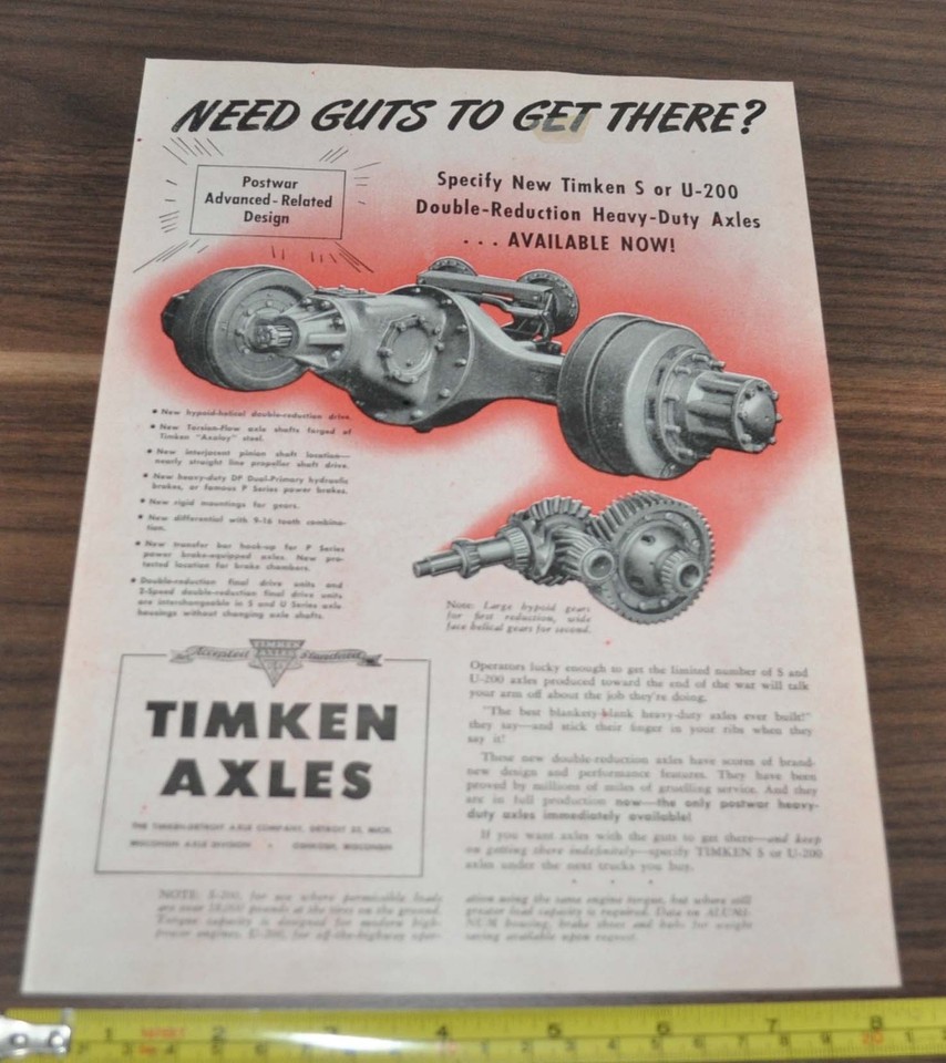1946 International Truck Ad Trucking Timken Axles | eBay