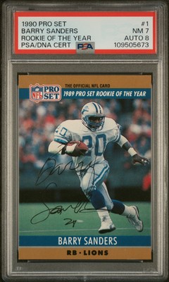 1990 Pro Set Barry Sanders ROTY Auto PSA DNA 7/8 | eBay