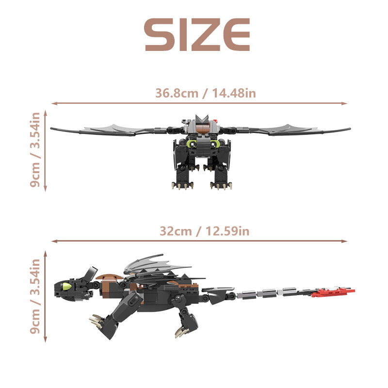 MOC-23064 2-in-1 Little Black Dragon and Little White Dragon Bundled ...