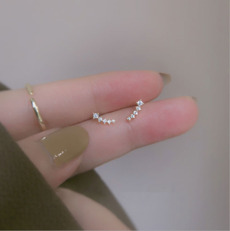 Sterling Silver Post Ear Vine Bar Sweep Up Ear Pin Stud Earrings Gift ...