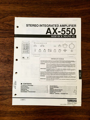 Yamaha AX-550 Amplifier Service Manual *Original* | eBay