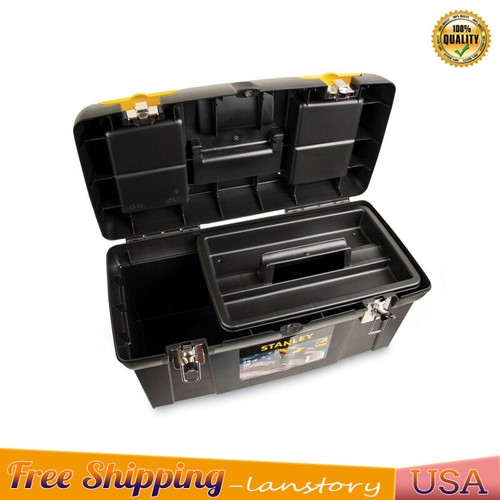 19 In Portable Tool Box Removable Tray Storage Organizer Lightweight US ...