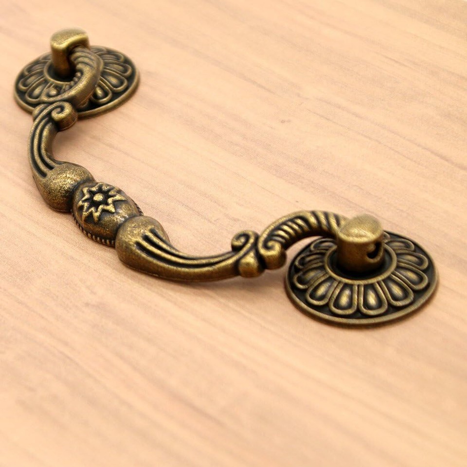 4 PCs Vintage Retro Antique Brass Bail Pull Handle for Wooden Drawer ...