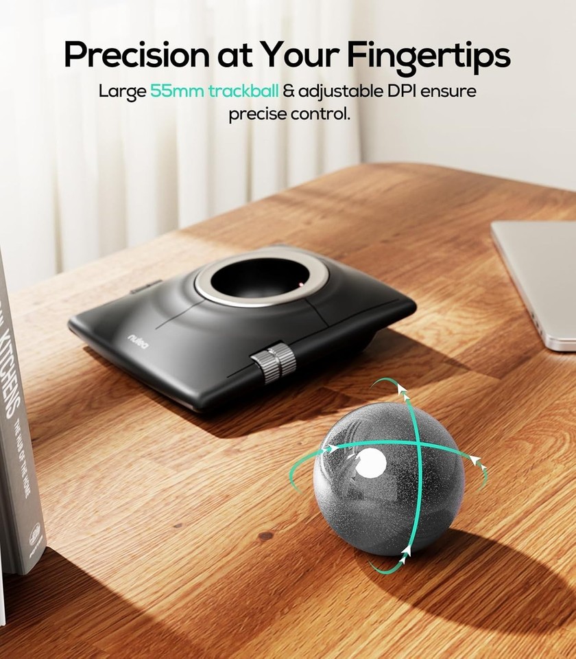 *OFFERWireless Trackball Mouse, Ergonomic 55mm Trackball, 4 Level ...