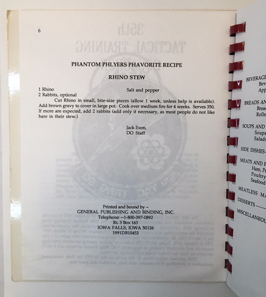 George Air Force Base Phinal Phantom Phlyers Cookbook 1992 AFB Wives ...