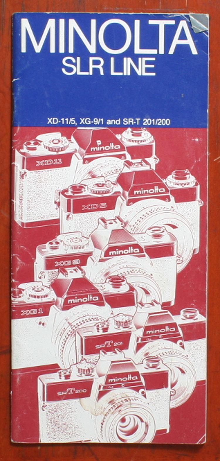 MINOLTA SLR LINE BROCHURE, SHOWS XD-11, XG-9/1, SR-T 201/200, 40 PGS ...