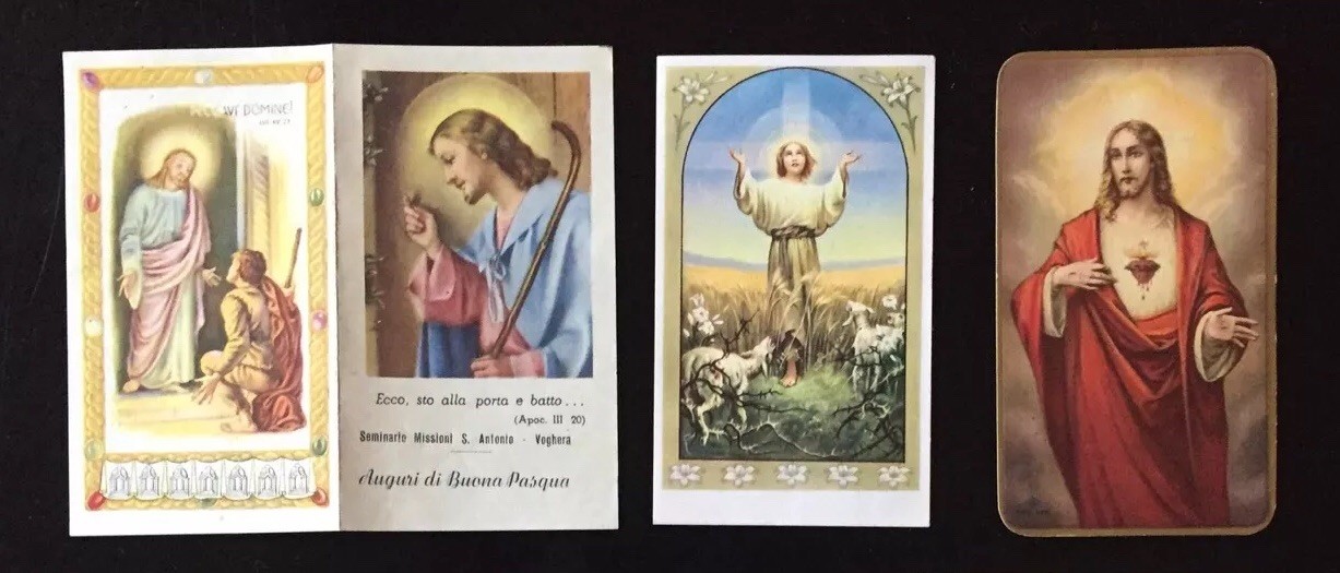 3 santini antichi Gesù Pasqua / holy cards / image pieuse / estampa ...