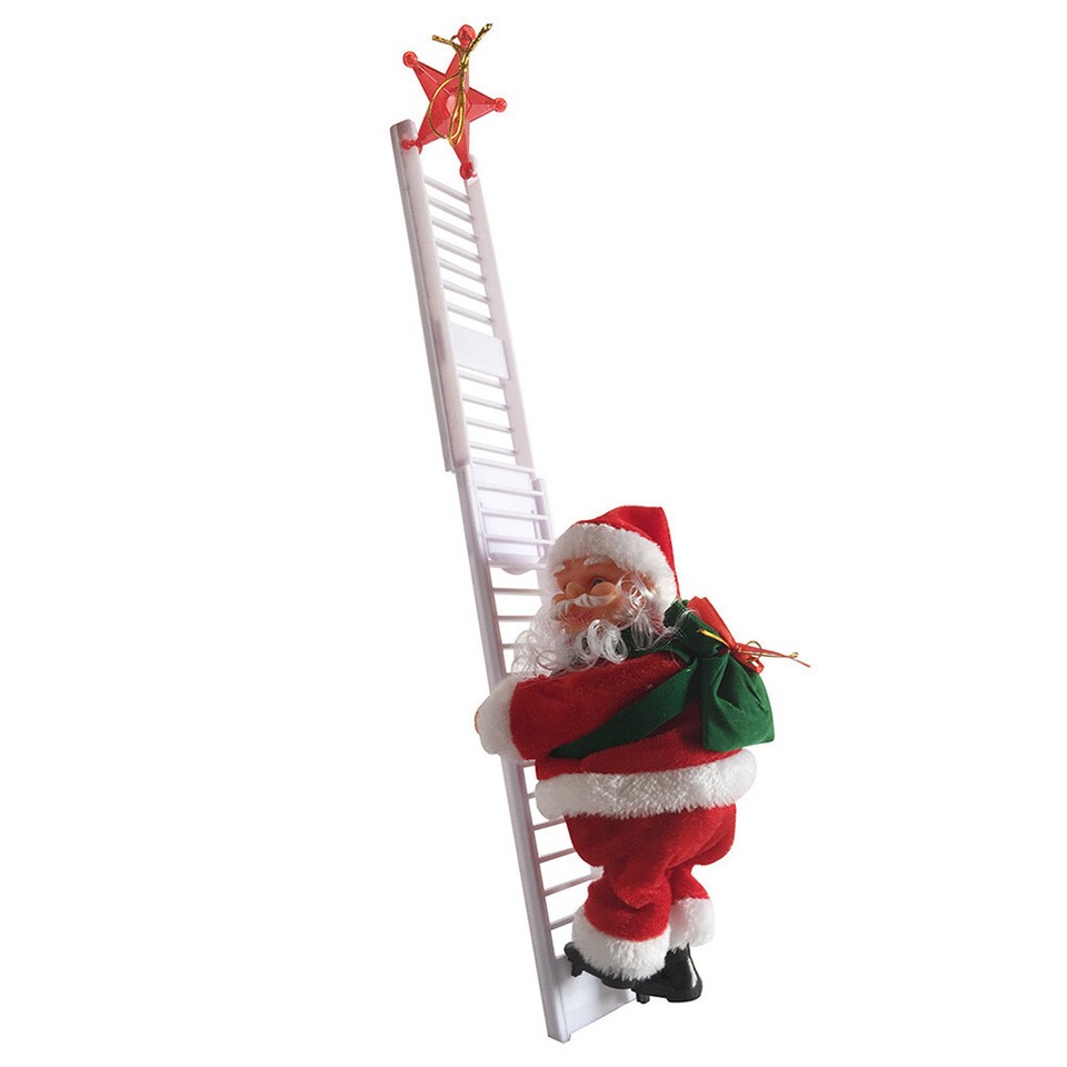 Christmas Santa Claus Figure Climbing on Ladder Singing Electric Kids ...
