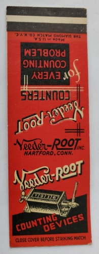 OLD SALESMAN SAMPLE MATCH BOOK COVER VEEDER ROOT COUNTERS HARTFORD ...