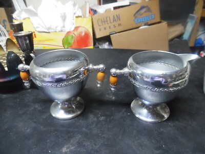 Vintage Keystone ware Keystoneware Chrome plate sugar bowl & creamer ...