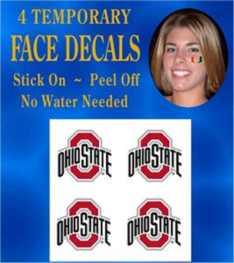 Ohio State Buckeyes Face & Body Decals Temp Tattoos Set of 4 NCAA ...