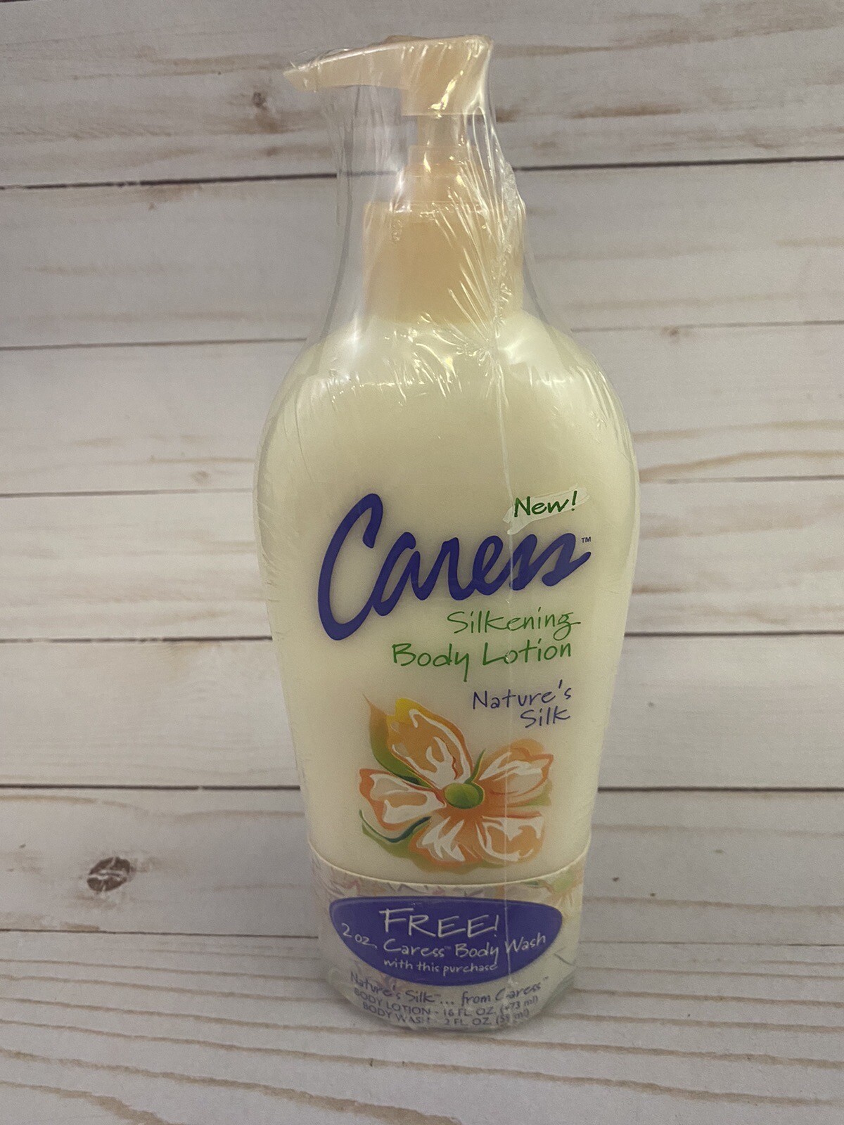 NOS Caress Silkening Body Lotion Natures Silk w/ Bonus Body Wash 2 oz ...