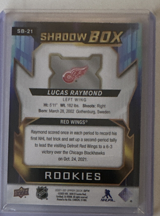 2021-22 Upper Deck SPx Hockey SHADOW BOX ROOKIES Insert LUCAS RAYMOND ...