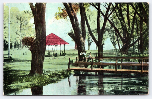 Postcard Boiling Springs Pennsylvania Bridge Over Stream At Boiling ...