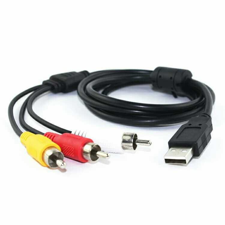 USB Male Female to RCA AV Audio Video Cable Adapter Cord for 1080P TV ...