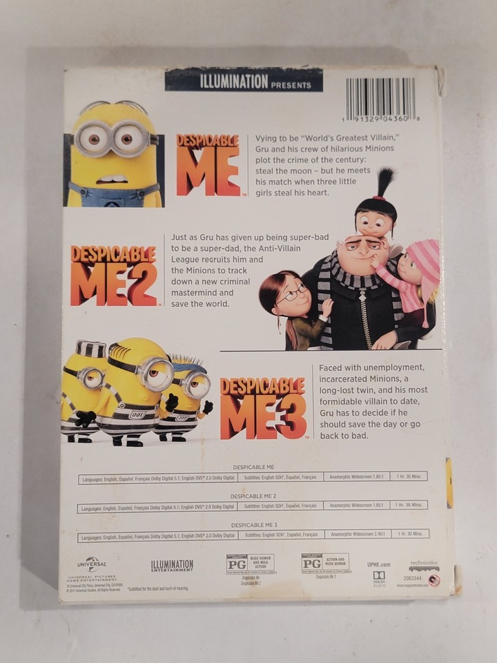 Minions DVDs 3 Movie Collection - Despicable Me 1, 2, & 3 - Gru, Minion ...