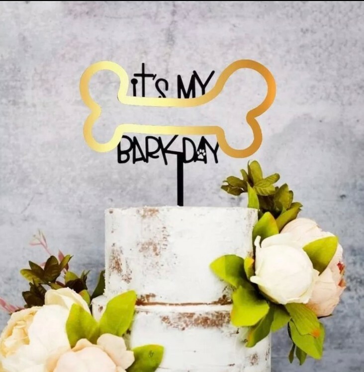 1pcs Acrylic Dog cake topper Happy birthday dog bone cake topper pet ...