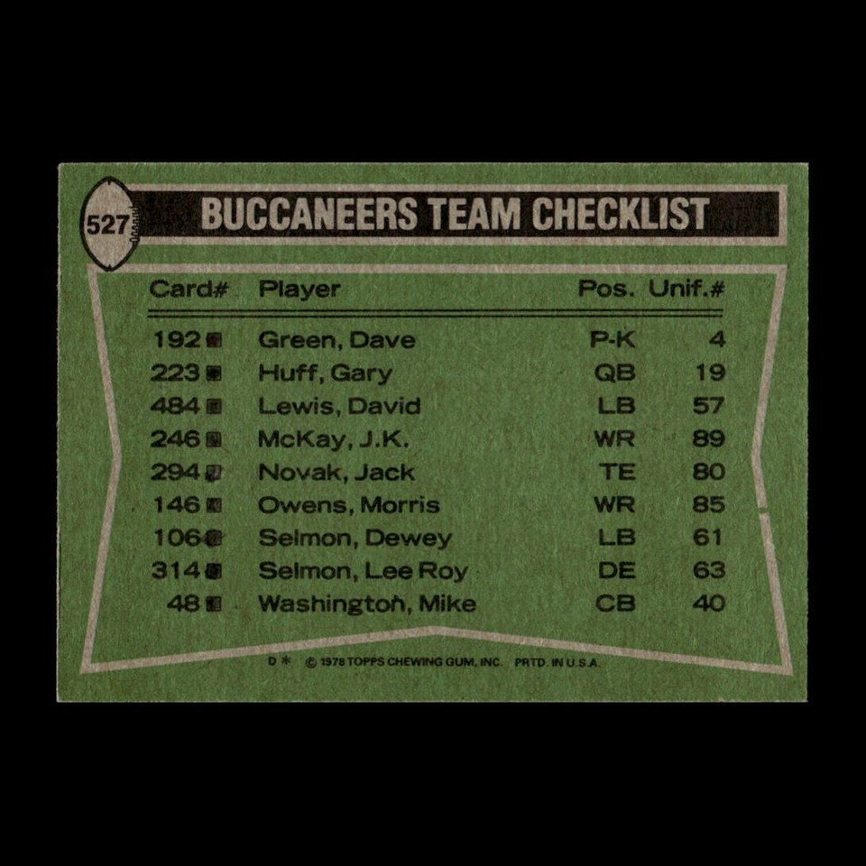 Morris Owens/Isaac Hagins/Mike Washington/Lee Roy Selmon 1978 Topps ...