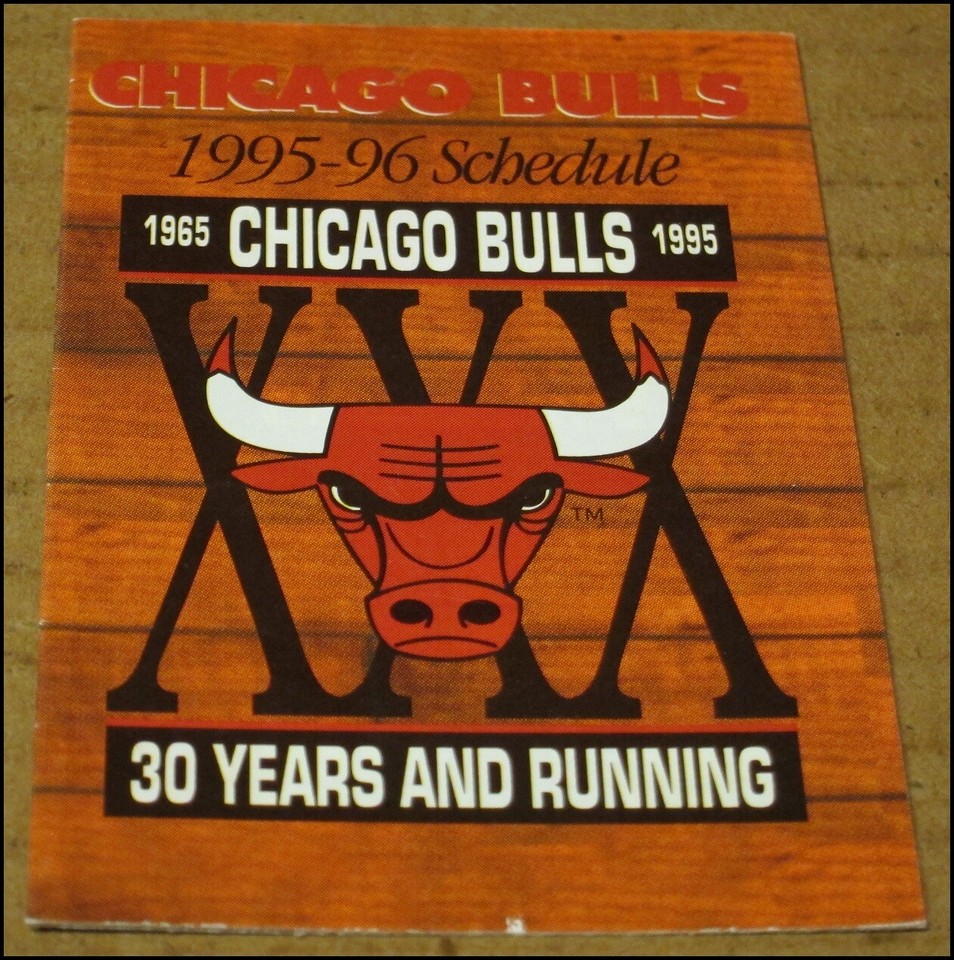 1995-96 Chicago Bulls Pocket Schedule 1996 NBA Champs 72 W MGD Michael ...