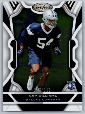 2022 Panini Certified Sam Williams Rookie 395/399 Dallas Cowboys #172 ...