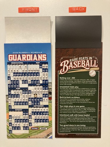 MLB CLEVELAND GUARDIANS 2025 MAGNET SCHEDULE (9" X 3 1/2") TEAMS, DATES ...