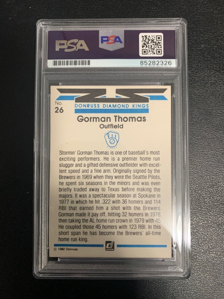 Gorman Thomas autograph signed 1982 Donruss Diamond King baseball card ...